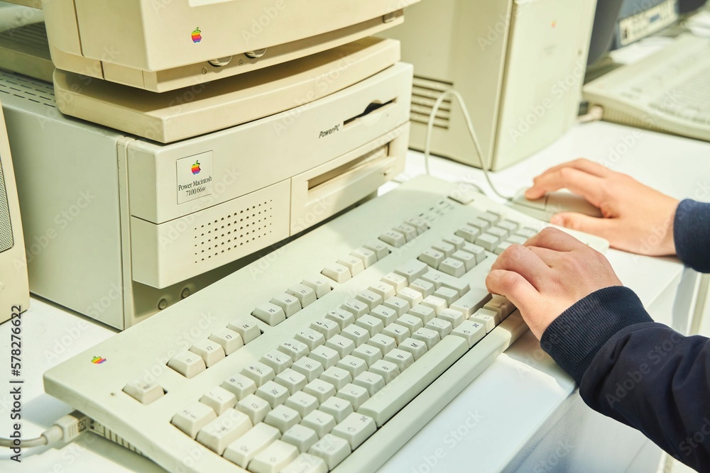 MOSCOW, Russia - May 7, 2022: Museum of Old Apple Computers. The first ...