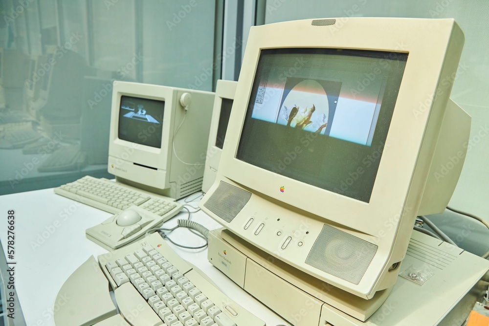 MOSCOW, Russia - May 7, 2022: Museum of Old Apple Computers. The first ...