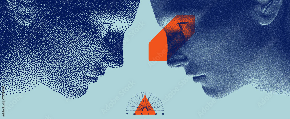 Vecteur Stock Two opponents facing each other. People talk face to face ...