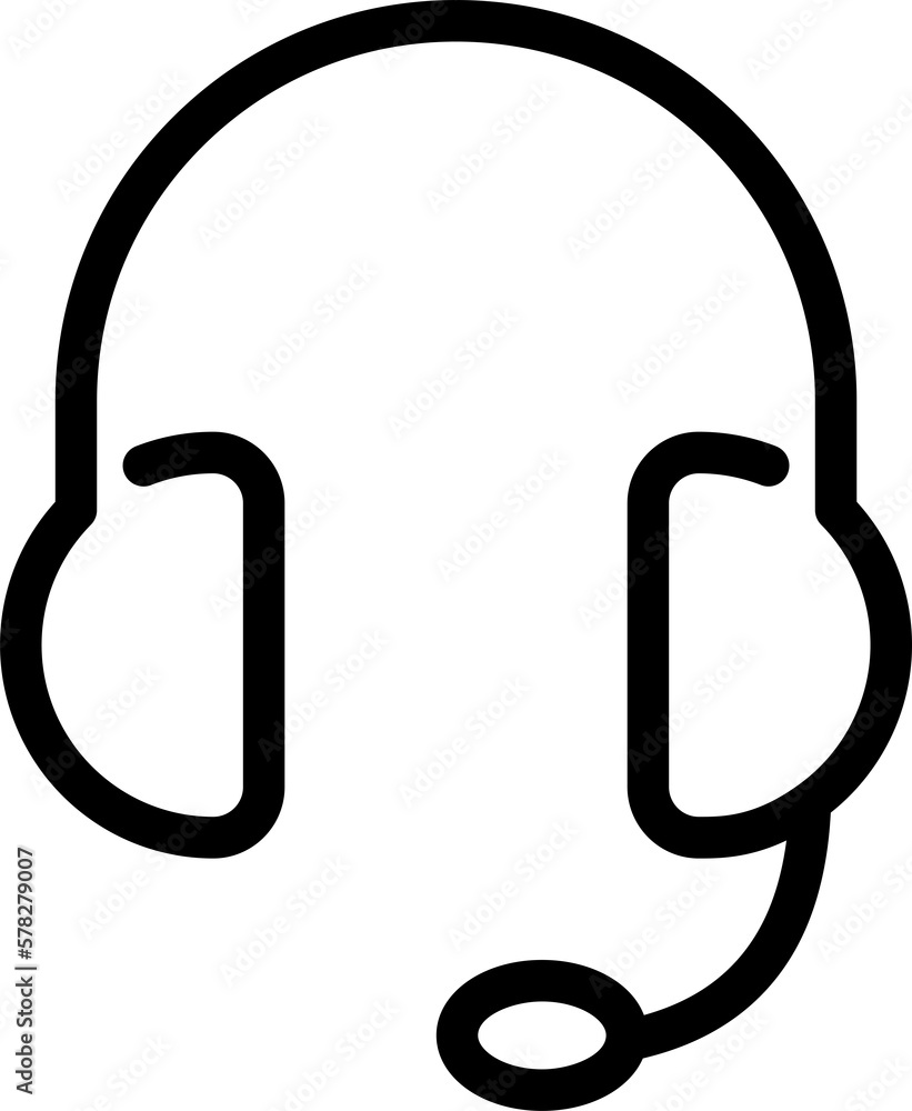 Headphone icon in png. Linear headset icon in black. Earphone symbol in ...