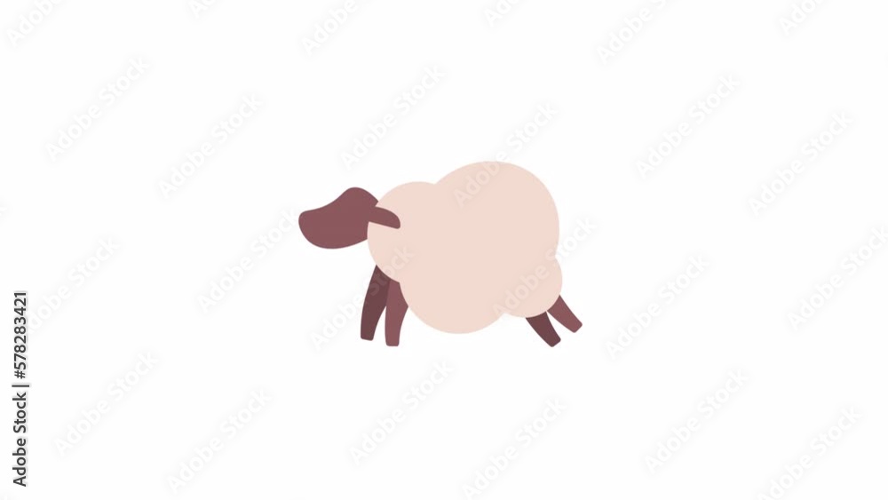 Animated jumping sheep. Cute fluffy farm animal running. Livestock ...