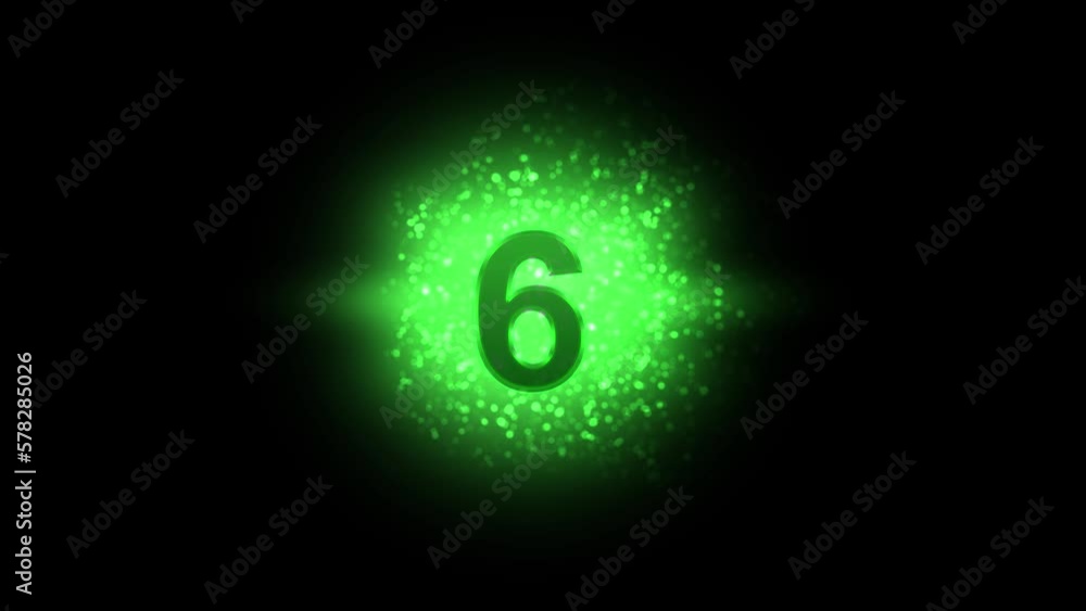 Green abstract energy sparkling light particles rotating countdown ...
