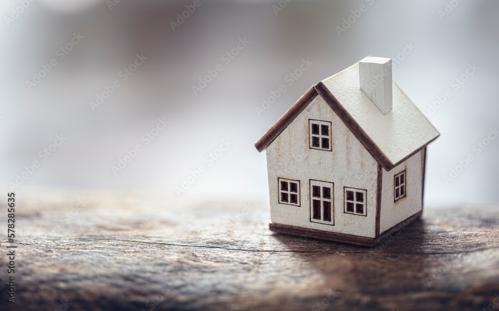 Miniature model house background concept for construction, real estate ...