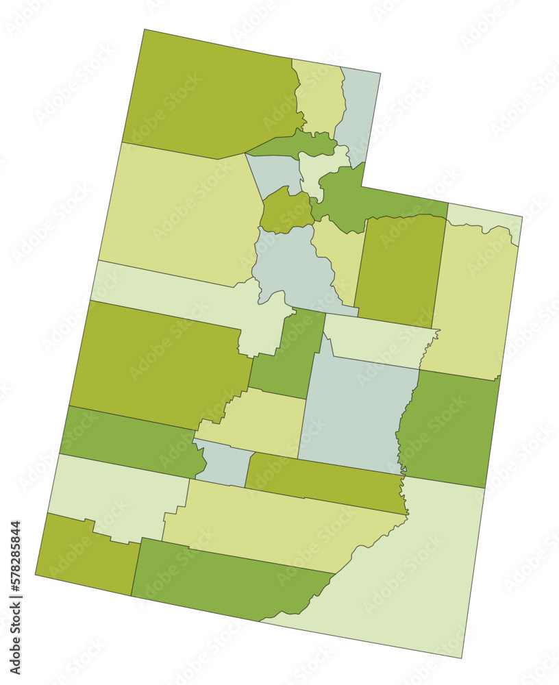Highly detailed editable political map with separated layers. Utah ...