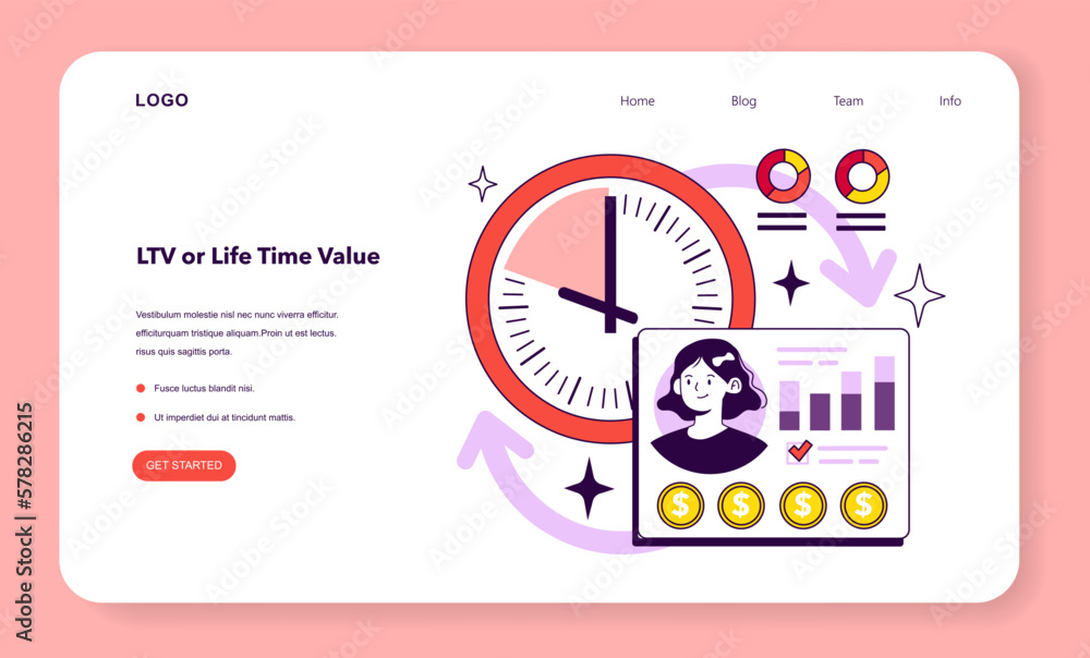LTV or life time value KPI type. Indicator to measure employee ...