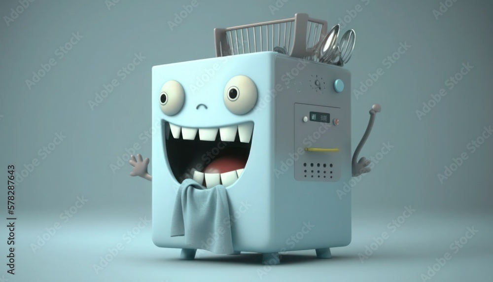 Cartoon dishwasher character, generative ai Stock Illustration | Adobe ...
