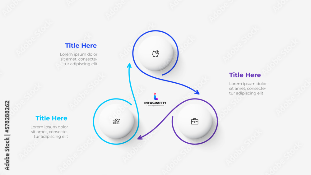 Cycle diagram with 3 options or steps. Infographic template. Three ...