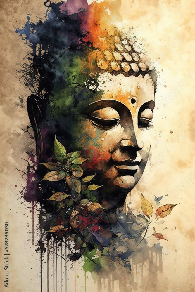 Buddha graphic design illustration background, generative ai Stock ...