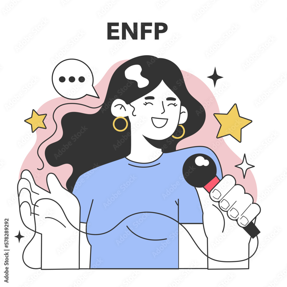 ENFP MBTI type. Charcter with the extraverted, intuitive, feeling Stock ...