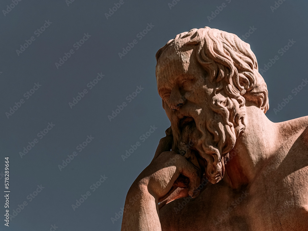 Poster Socrates portrait with contemplative expression, marble statue ...