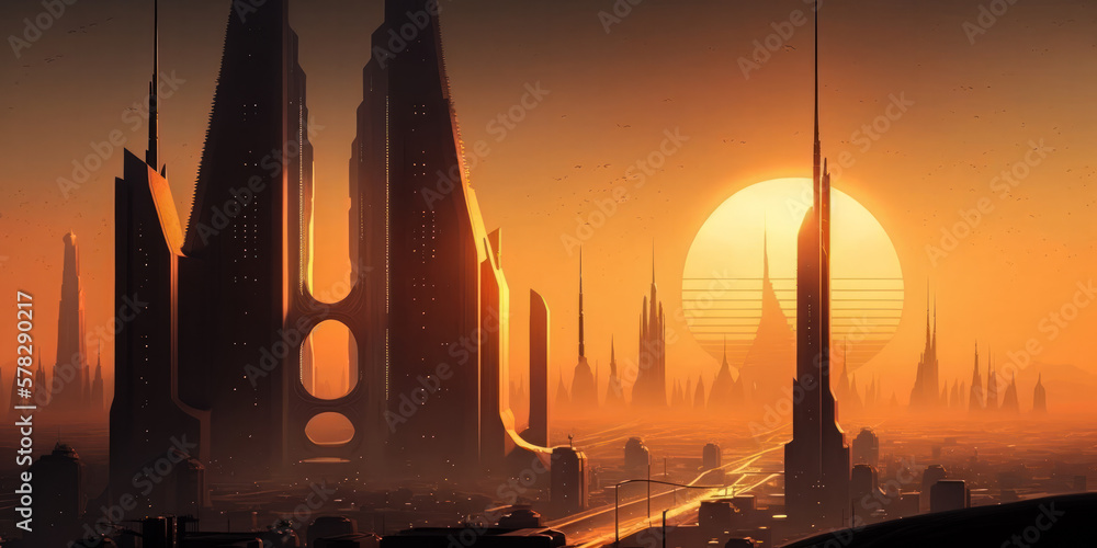 Futuristic smart city with advanced infrastructure, high-tech transport ...