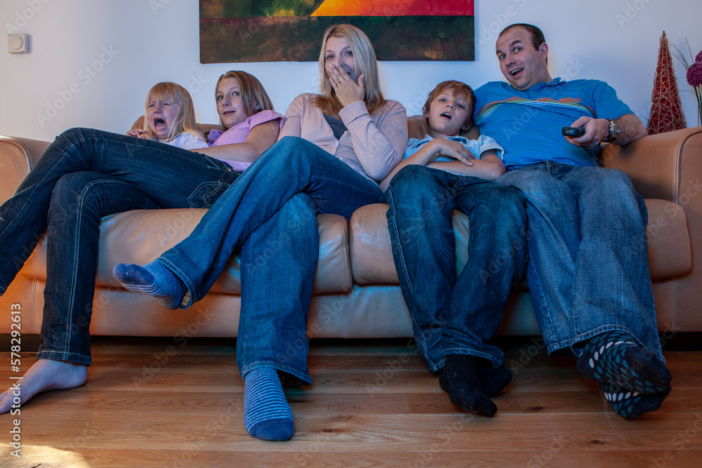 Family Life, TV Drama. Mixed emotions on the face of a young family on ...