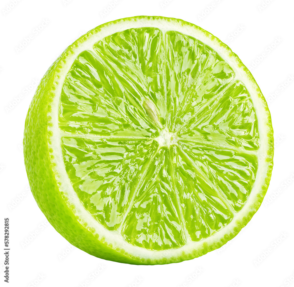 Half of lime isolated on transparent background. Green lime citrus ...