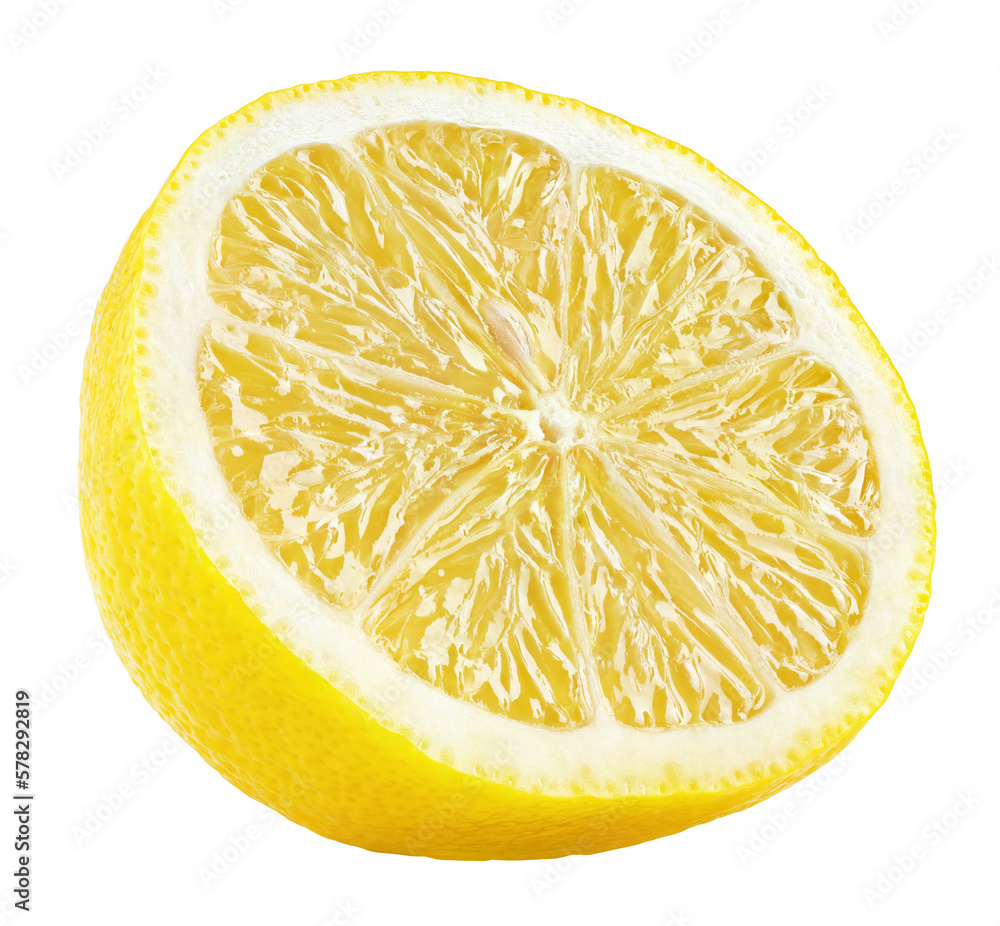 Half of lemon isolated on transparent background. Yellow lemon citrus ...