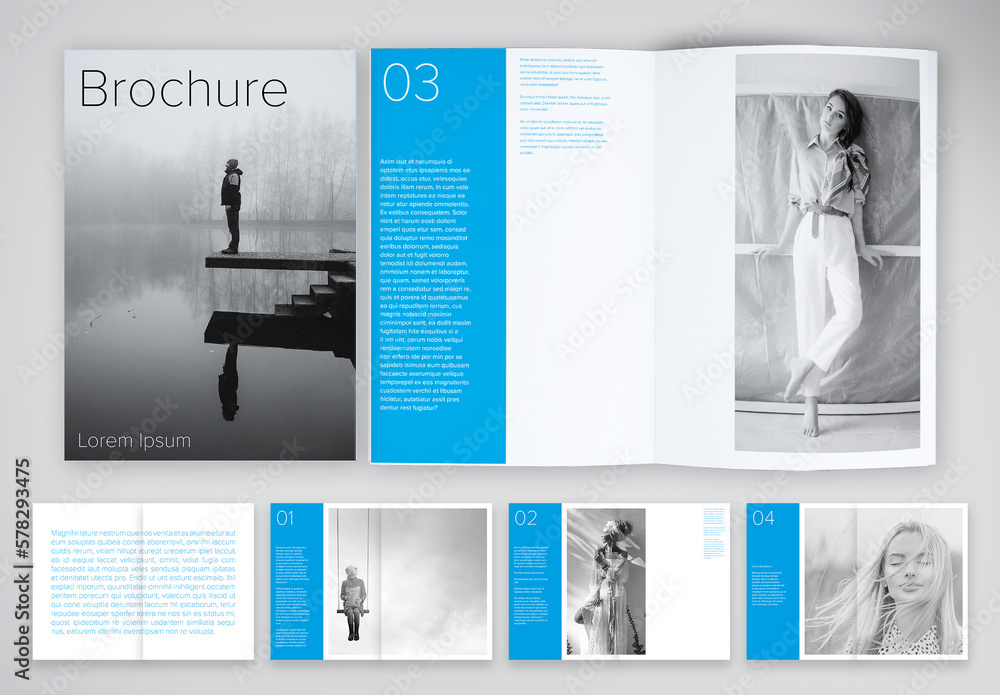 Simple and Effective Brochure with Large-format Photographs Stock ...