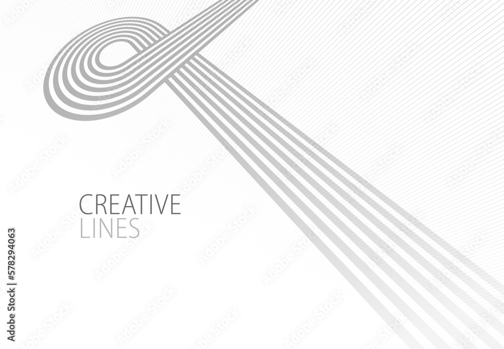 Lines in perspective vector abstract background in light grey and white ...