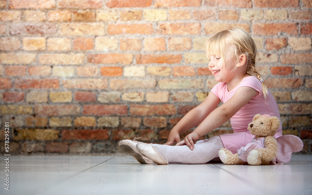 Family Life, Little Ballerina. A young girl practicing her first ballet ...