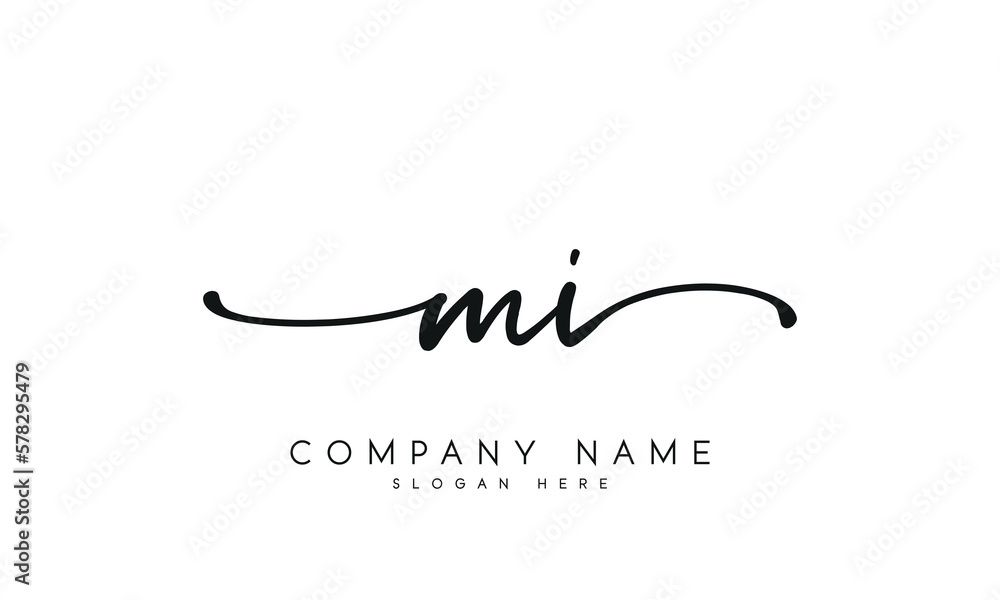 Handwriting letter mi logo design on white background. Stock Vector ...