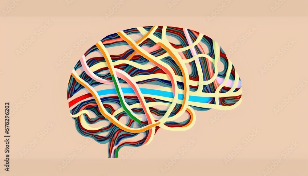Neurology concept depicted in an image of stylized brain with vividly ...