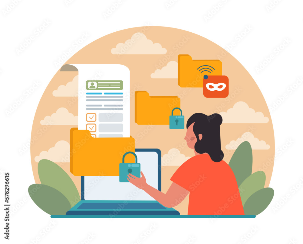Ethical hacker. Character conducting a security penetration test. White ...