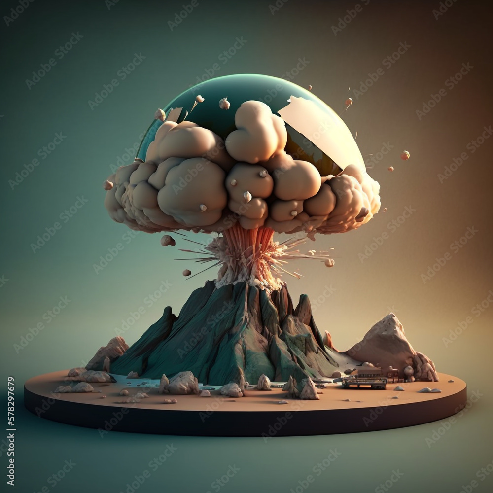 3d Model Render of an atomic bomb explosion. Generative Ai #2 Stock ...