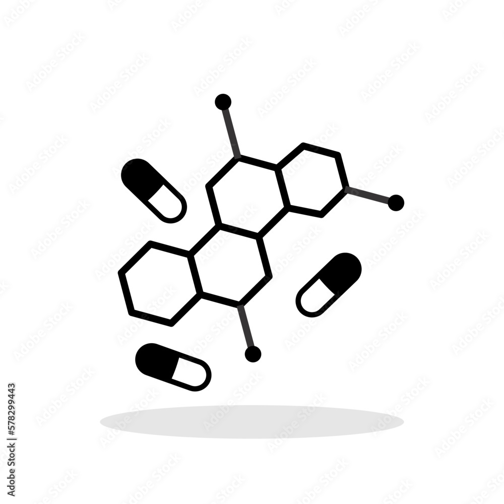 Hormonal therapy icon in flat style. Hormone pills symbol for your web ...