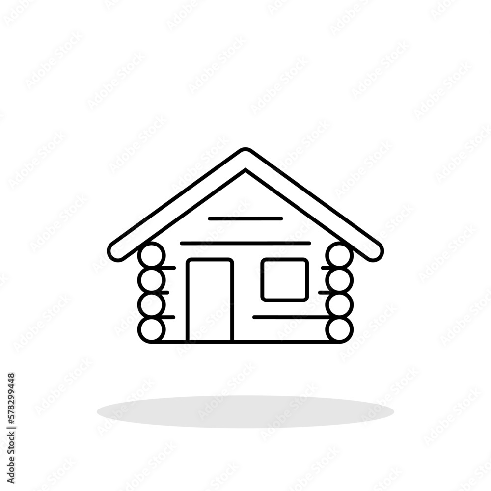 Log cabin icon in flat style. Camping home symbol for your web site ...