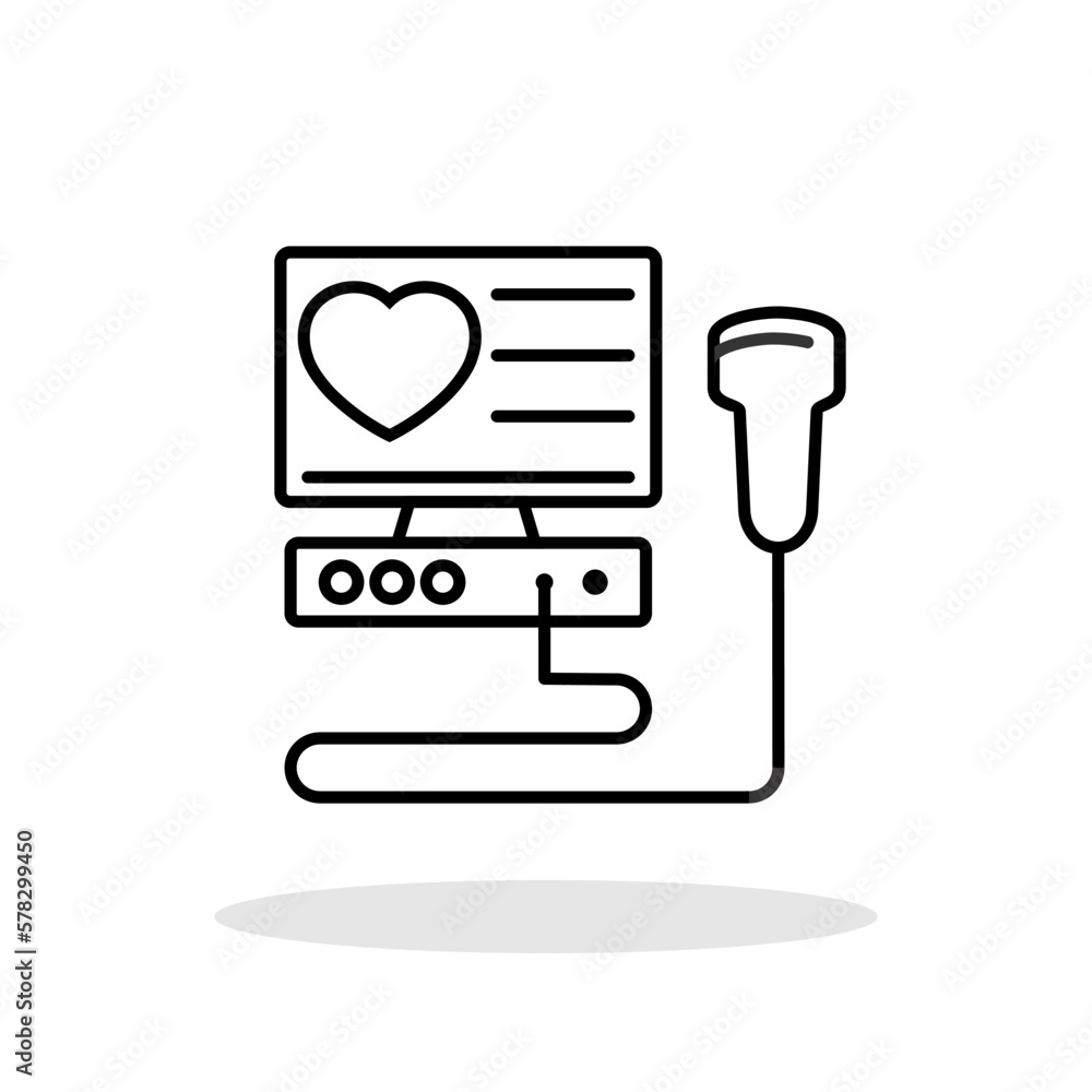 Echocardiogram icon in flat style. Heart ultrasound symbol for your web ...