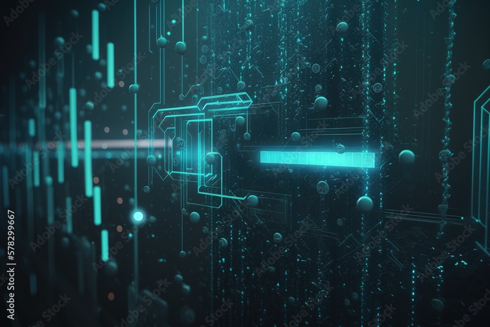 Futuristic data flow, data transfer technology. Cyberpunk, big data and ...