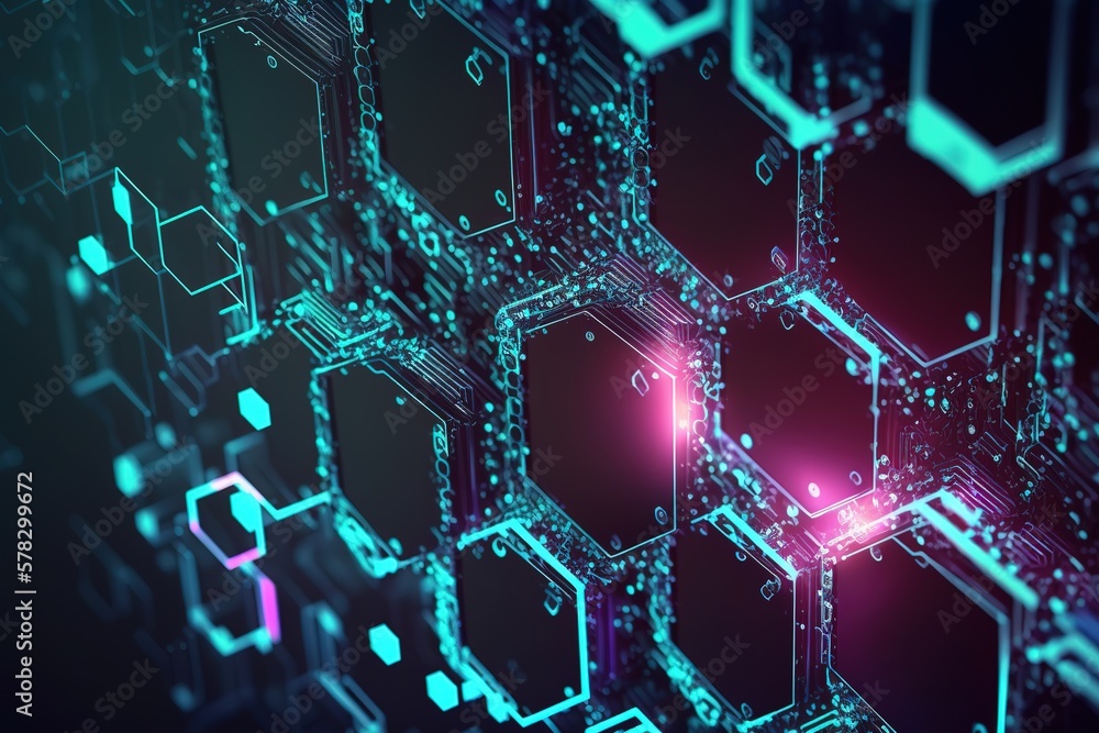 Futuristic data flow, data transfer technology. Cyberpunk, big data and ...