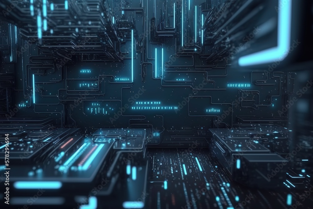 Futuristic data flow, data transfer technology. Cyberpunk, big data and ...