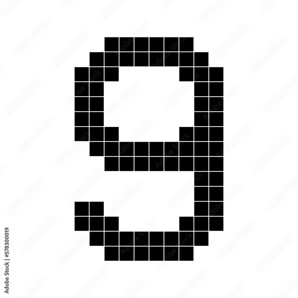 Number 9 nine 3d cube pixel shape minecraft 8 bit Stock Vector | Adobe ...