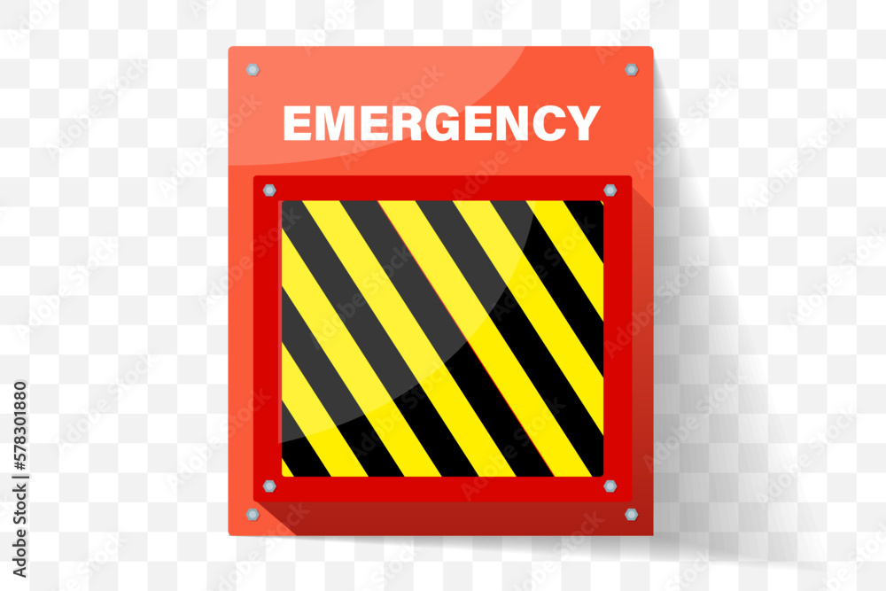 Emergency red box with shadow on a transparent background Stock Vector ...