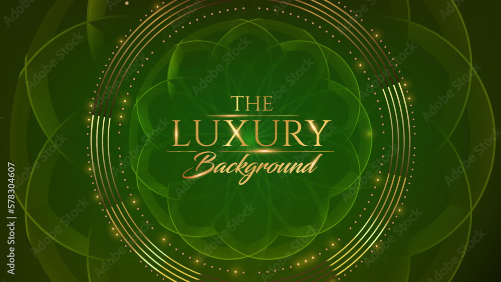 Round Green gold gradient dark green mandala background. Design for any ...