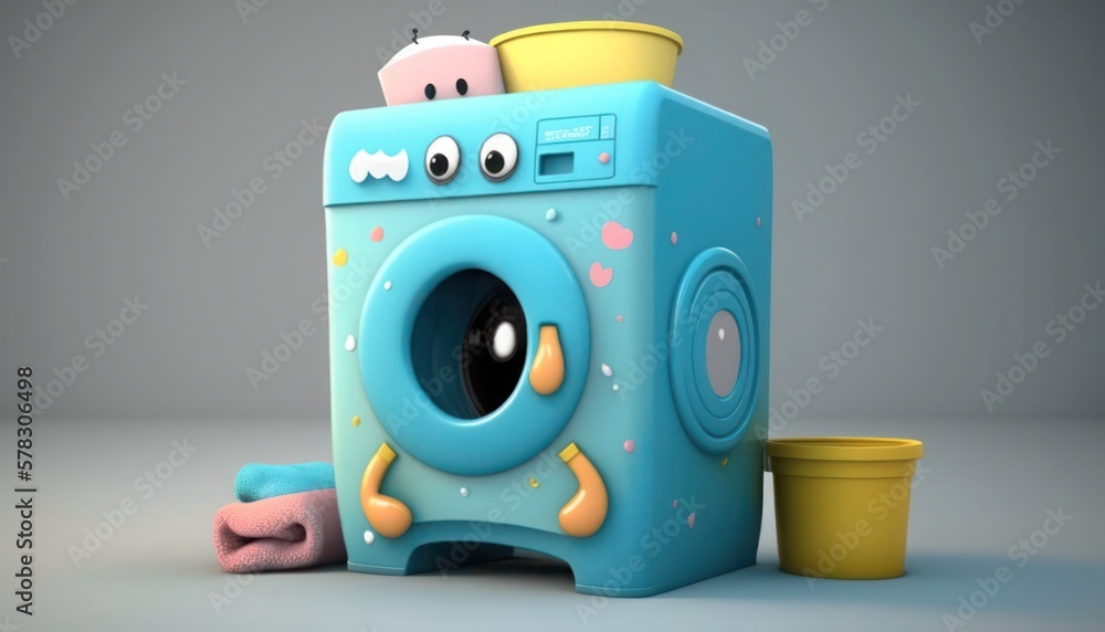 Cartoon washing machine character, generative ai Stock Illustration ...