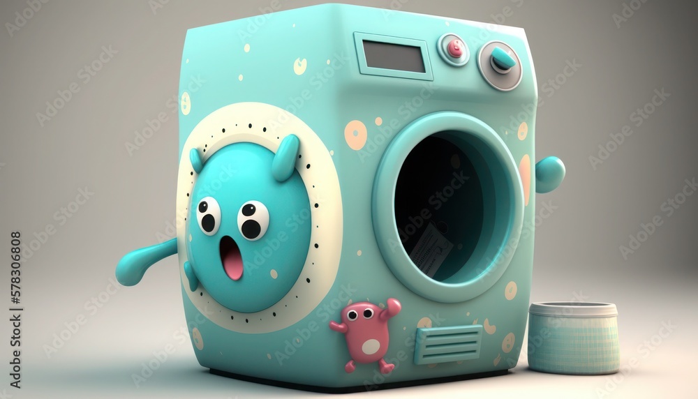 Cartoon washing machine character, generative ai Stock Illustration ...