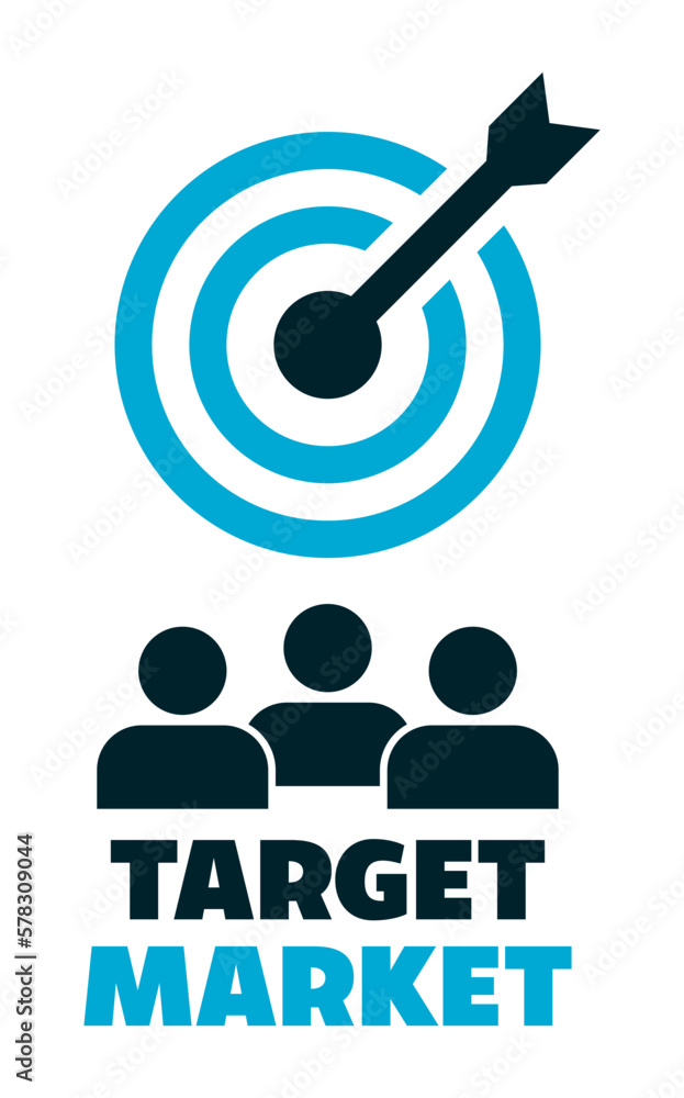 Target market icon. Aim and arrow with group of people. Marketing ...