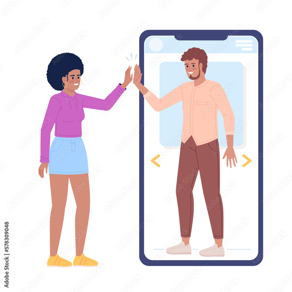 Achieving target audience on social media flat concept vector spot ...