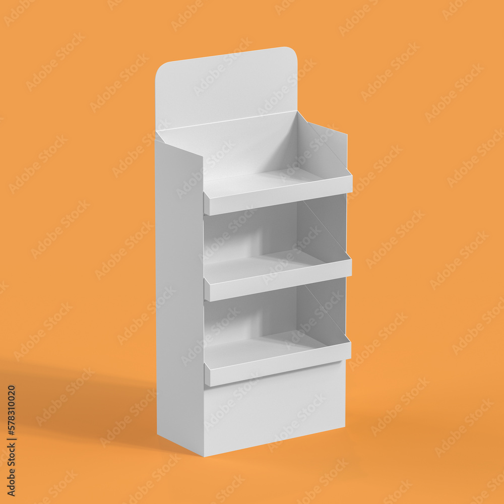 White POS POI Cardboard Floor Display Rack For Supermarket Blank Empty ...