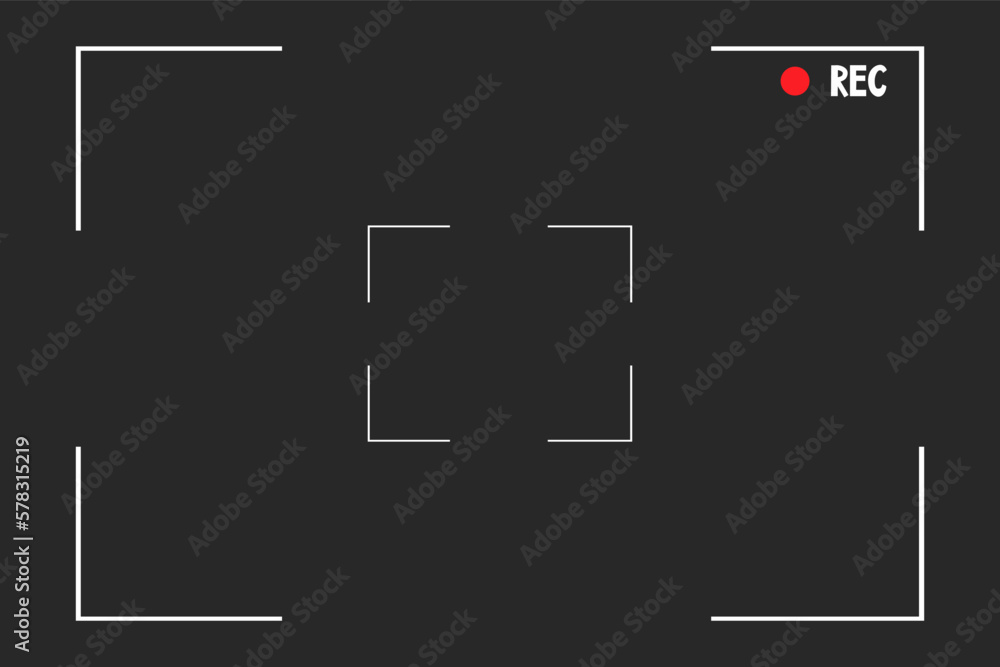 Video camera viewfinder overlay template, interface on dark background ...
