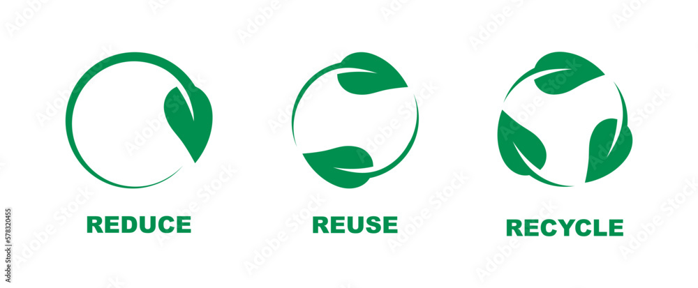 Recycle, reuse and reduce - label. Zero waste symbol. Reuse cycle ...