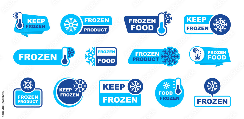 Frozen product label set. Keep frozen - badges for package product ...