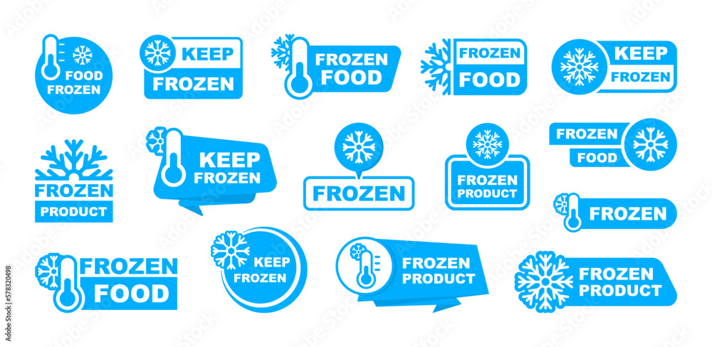 Frozen product label set. Keep frozen - badges for package product ...