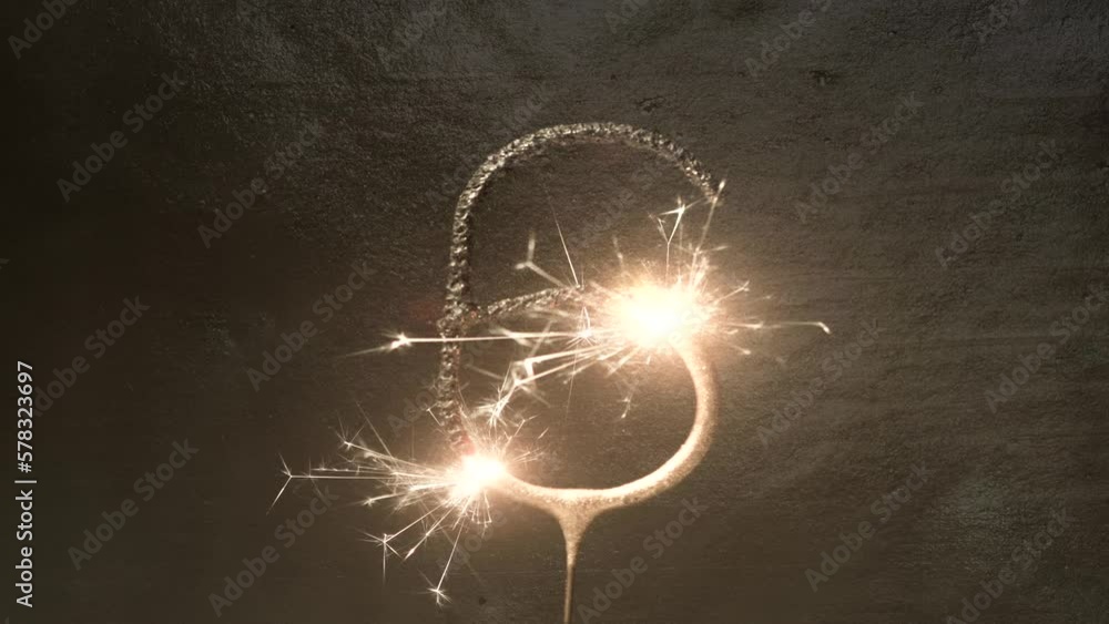 The number six with a sparkler and gold background loop Stock Video ...