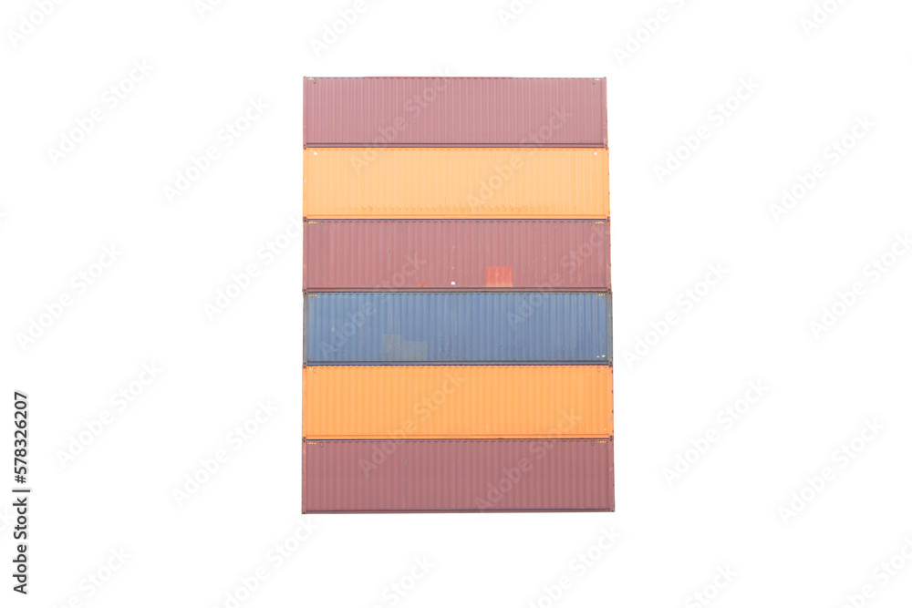 Stack of container six floors in ัyard harbor for wait mother vessel ...