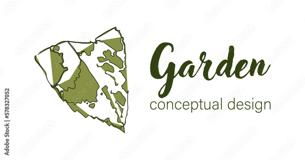 Logo design for a landscape company. Leaf looks like a plot layout ...