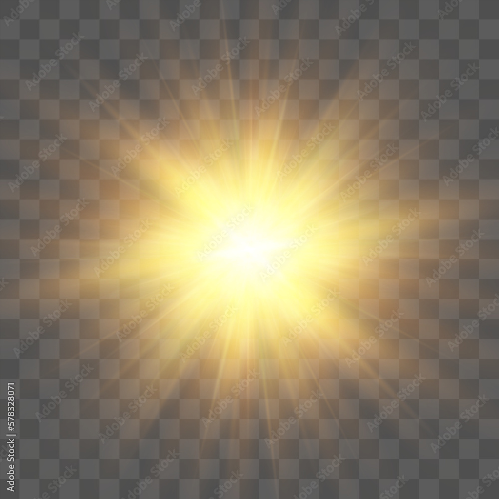 Vector transparent sunlight, special flash light effect. Glow light ...