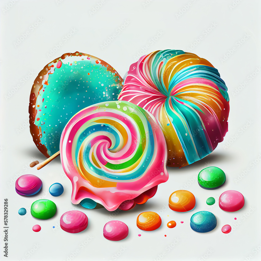 Watercolor colorful candy clip art set isolated on white background ...