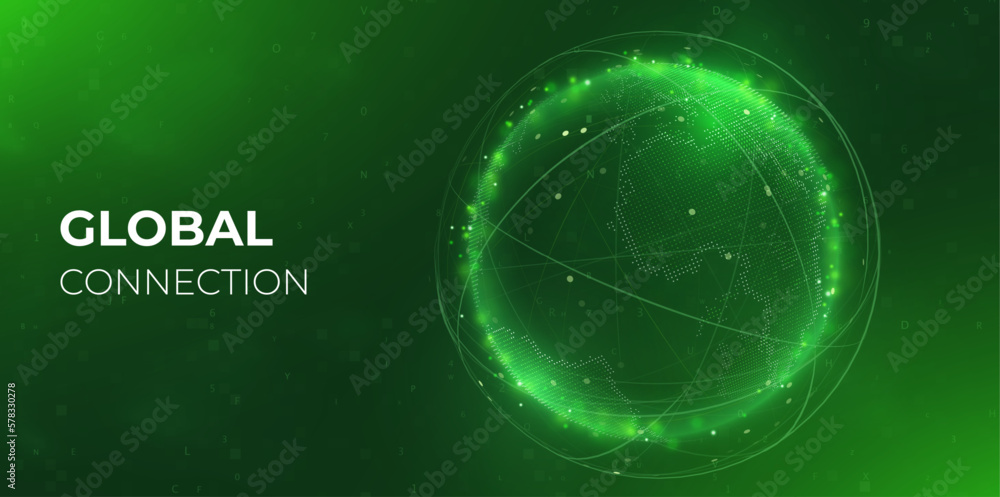 Globe network illustration. Technology digital 3d globe. Digital earth ...