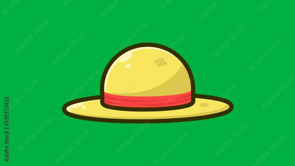 Straw Hat animation on green screen. 4k video animation Stock Video ...